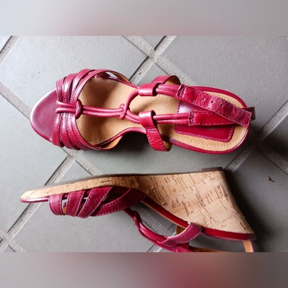 Clarks | Shoes | Clarks Red Cork Heels | Poshmark